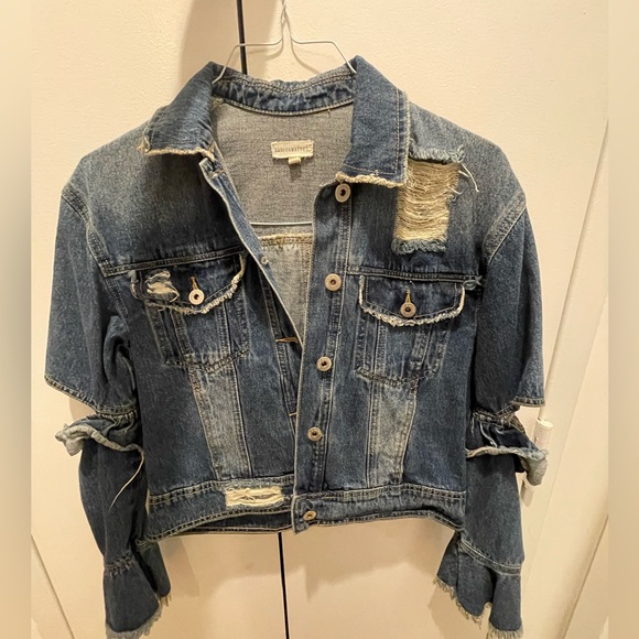 Dance & Marvel | Jackets & Coats | Dance Marvel Ruffle Cut Out Denim ...